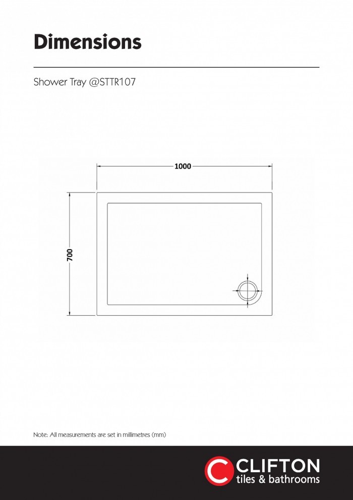 Standard White Rectangle Tray 1000mm x 700mm